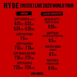 HYDE [INSIDE] LIVE 2025 WORLD TOUR 開催決定！ - HYDE
