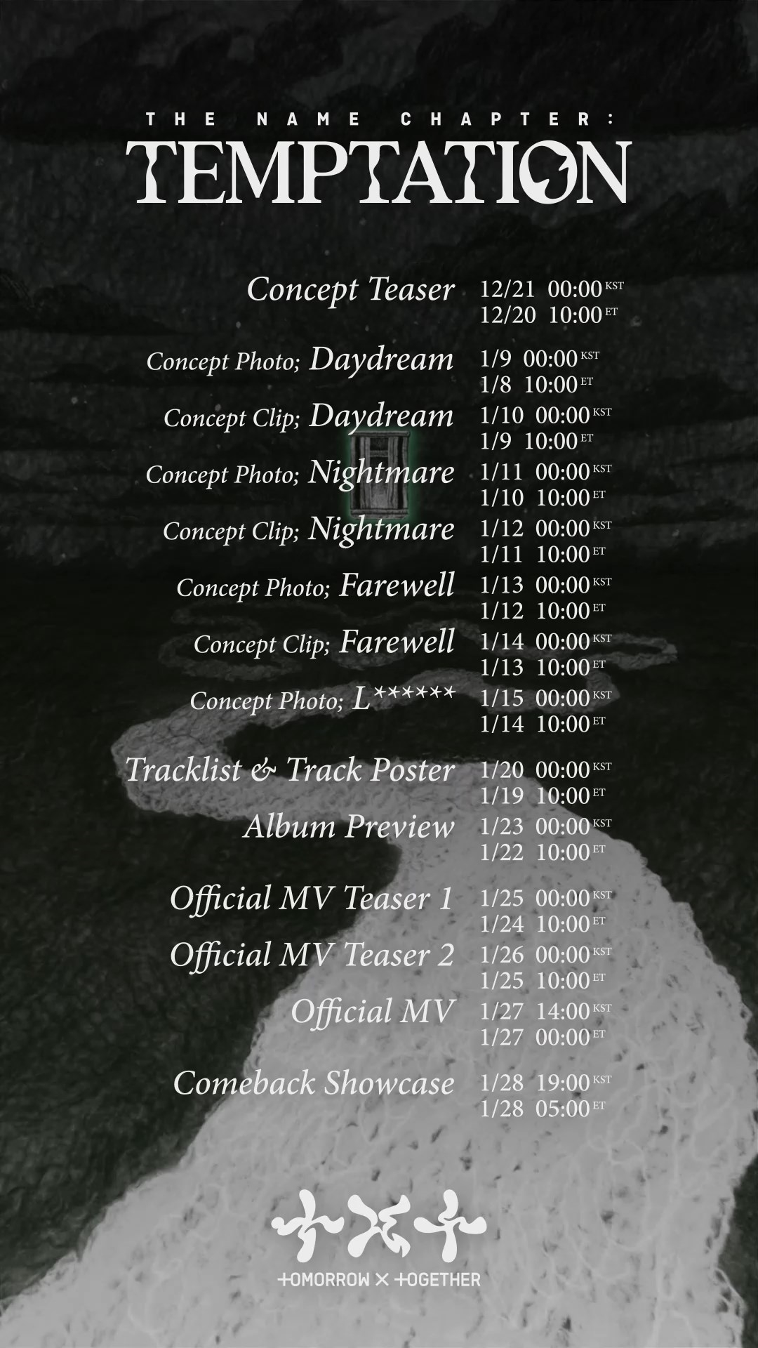 TOMORROW X TOGETHER、5th Mini Album『The Name Chapter: TEMPTATION』 プロモーションスケジューラー公開！ - TOMORROW X ...